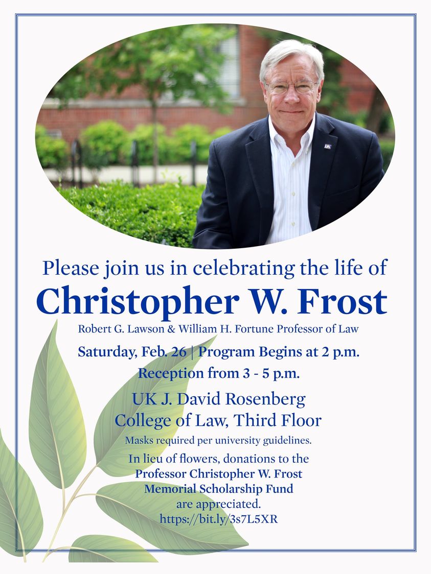 Celebration of Life for Professor Christopher Frost